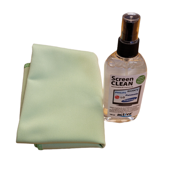 Sæt til skærm- og brillerens, 100ml ScreenClean / mild microfiberklud - IT-rengøring - Total Rent.dk